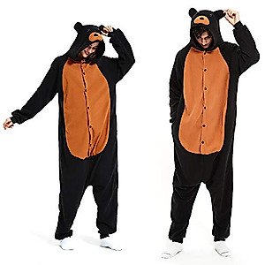 III HHONS Bear Costume Adult Onesie Adult Animal Halloween Cosplay Sleepwear Brown Onesies Christmas