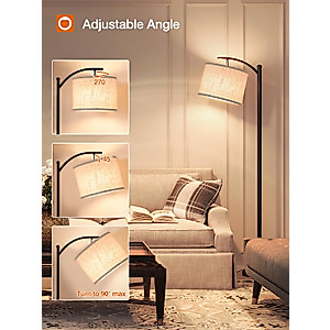 addlon Floor Lamp with 3CCT LED Bulb (9W), Lamp for Living Room with Beige Linen Lamp Shade, Modern Standing Lamp Floor Lamps for Bedrooms - Black