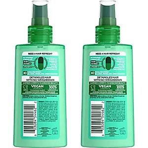 Garnier Hair Care Fructis Pure Clean Detangler + Air Dry, No Tangles or Frizz, Silicone Free and Paraben Freem Made With Aloe Extract and Vitamin E, 5 Fl Oz, 2 Count