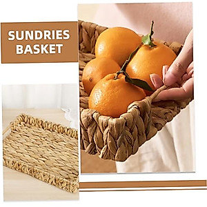 BUTIFULSIC 1 Set Woven Baskets Decorative Storage Basket Khaki Baskets for Organizing Straw Organizer Baskets