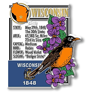 Wisconsin Six-Piece State Magnet Set by Classic Magnets, Includes 6 Unique Designs, Collectible Souvenirs Made in The USA