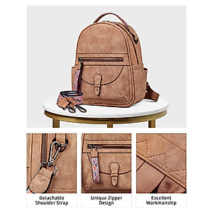 FADEON Mini Backpack Purse for Women, Designer Leather Cute Roomly Small Backpacks, Ladies Shoulder Backpack Fashion Handbag