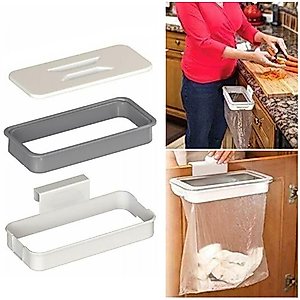 YUANGUNGUN Portable Trash Bag Holder, Garbage Holder with Removable Lid&Clip That Can Attach to Any Door DrawerGarbage Storage(1 pcs)