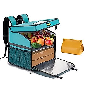iceMi Insulated Food Delivery Bag,Food Delivery Backpack,Catering Bag,Hot and Cold Thermal Food Bag for FoodDelivery,Picnic,BBQs,Parties,Shopping,Holiday(Dark Green)