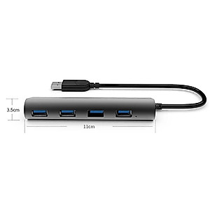 SHYPT 4-Port USB 3.0 Aluminum Alloy Hub Multi-Function High Speed Adapter for Laptop