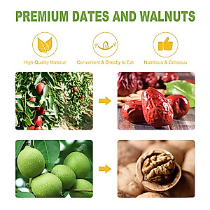 EAPC Dried Date and Walnut, 20 Individually Wrapped for Freshness, Healthy Snack No Sugar Added Seedless Dried Jujube Dates with Walnut, Perfect Holiday Birthday Gift for Friends & Family, 300g/10.6oz