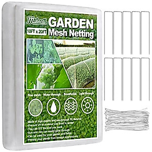 20'x10' Ultra Large Size Garden Mesh Netting, Mckanti Fine Plant Covers with Cable Ties and Garden Nails for Protect Plants Greenhouse Patio Gazebo Screen Barrier Net. (6x3m).