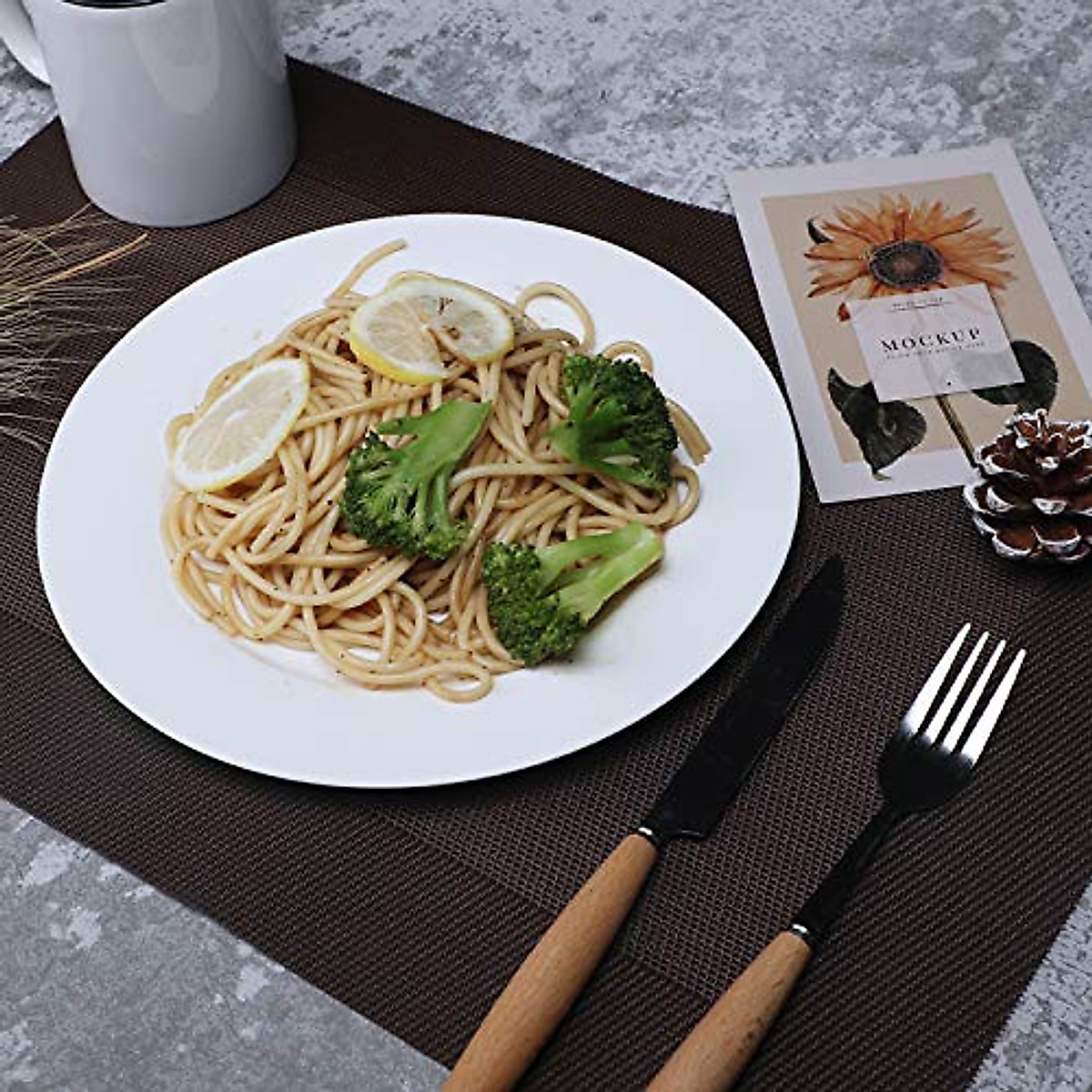 amhomel 12-Piece Bone China Natural White Salad Plates, Porcelain Dessert Plates, Round Dinnerware Sets, Scratch Resistant, Lead-Free, Microwave, Oven, and Dishwasher Safe (8.75-inch)