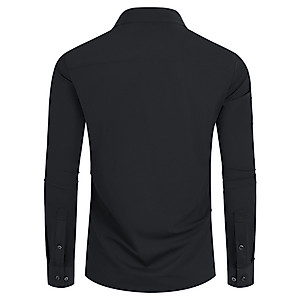 Lion Nardo Slim Fit Black Dress Shirts for Men Wrinkle Free Mens Dress Shirts Long Sleeve Big Muscle Fit Button Up Shirt