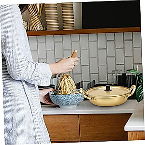 Angoily 2 Sets Ramen Pot Korean Cookware Instant Ramen Cooker Ramen Pot with Lid Ramen Soup Pot Chinese Steamer Pot Aluminum Stock Pot Noodle Cooking Pots Aluminum Soup Pot Noodle Pot Suki