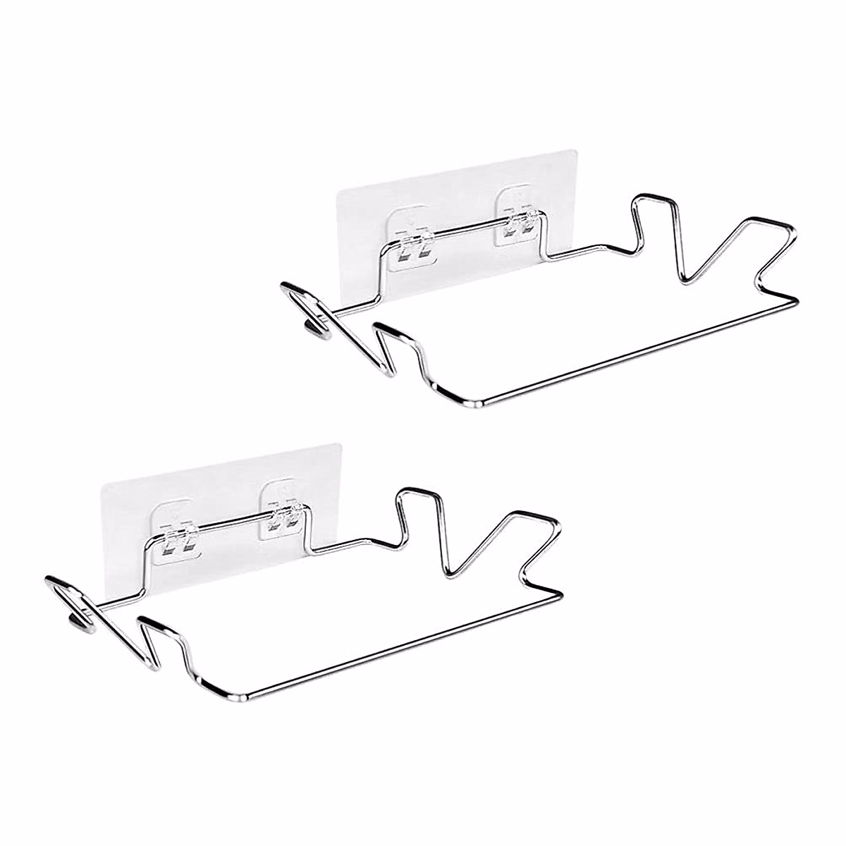 Cabilock 2 Sets Stainless Steel Trash Bag Holder Steel Over The Cabinet Rack Under Sink Garbage Bag Hook for Kitchen Pantry Bathroom Dorm Room Office