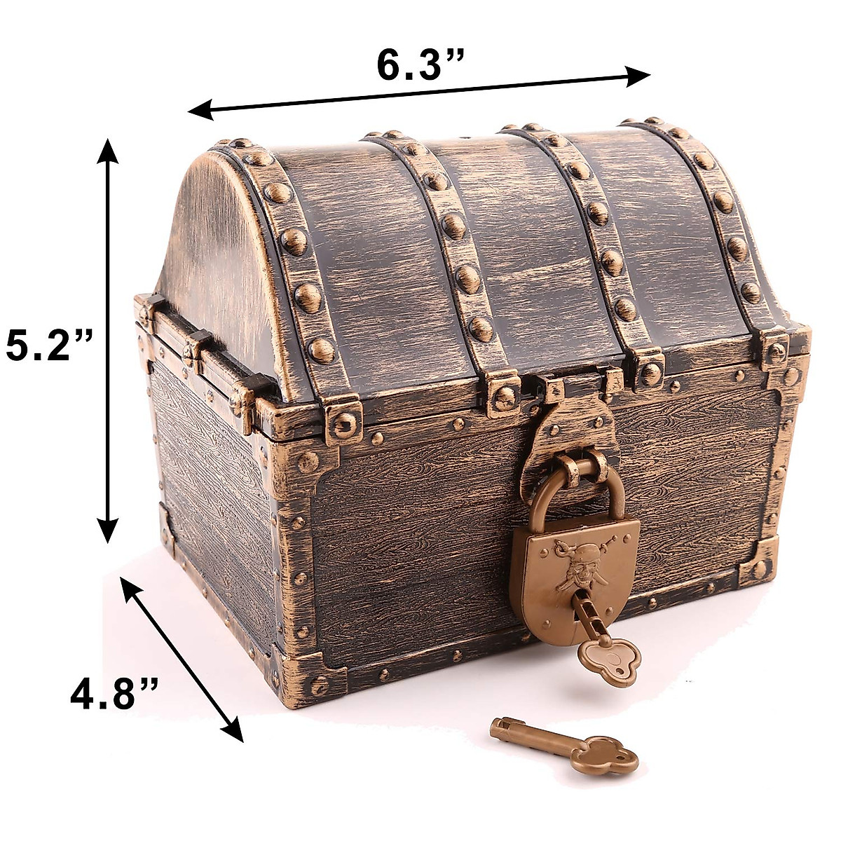 Lingway Toys Kids Pirate Treasure Chest Teacher's Favorite Treasures Collection Storage Box with 2 Sets of Locks and Keys Only(Vintage Bronze Coating,6.3"X4.8"X5.2")
