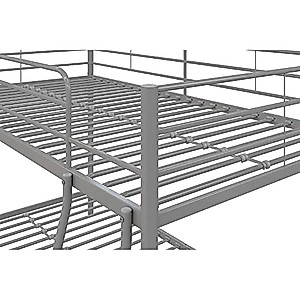 Junior Loft Bed Frame with Ladder, Twin-Over-Twin Bunk Bed with Metal Frame and Ladder with Safety Guard Rail & Sturdy Inclined Ladder,No Box Spring Needed,Twin,Black
