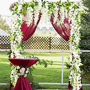 COOWAS 4pcs Artificial Flowers (Total 24Feet) Silk Wisteria Garland Hanging Vines Fake Plants Greenery for Wedding Party Outdoor Garden Office Home Kitchen Bedroom Wall Decor White