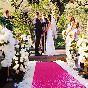 ShinyBeauty Aisle Runners for Weddings -2FTx15FT- Hot Pink Sequin Aisle Runner Fuchsia Glitter Aisle Runner Carpet Aisle Runner for Wedding Ceremony Party Prom Event (2FTx15FT, Hot Pink)