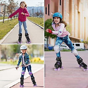 Toddler Roller Skates for Girls Kids Ages 3-5 Adjustable 4 Sizes Small Size