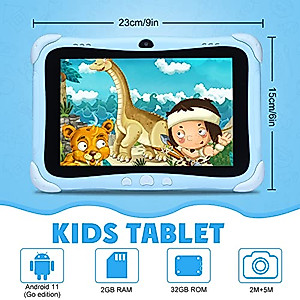 HQNWEIER 8 inch Kids Tablet, Quad Core Android 11, 2GB+32GB, WiFi, Bluetooth, Dual Camera, Educationl, Games,Parental Control, Kids Software Pre-Installed (Pink)
