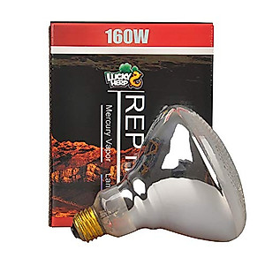 LUCKY HERP Reptile UVA UVB Mercury Vapor Bulb Lamp,Screw Thread,PAR38,160 Watt,Coated