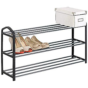 XUXUWA Household Shelves, 3 Tier Shoe Rack for 12 Pairs of Shoes Standing Shoe Storage Organizer Black