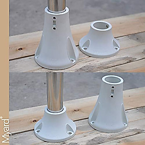 Myard 6" Surface Mount Base Anchor Flange for 1.9" Swimming Pool Rail Handrail Ladder to Concrete or Wood Deck (Ivory White, 2-Pack)