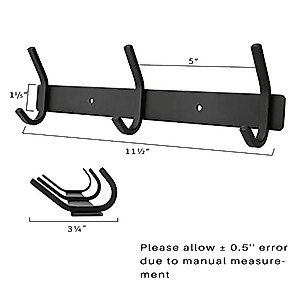 SCUNDA Stainless Steel Coat Rack Wall Mount with 3 Hooks, Metal Wall Hook for Hanging Entryway, Bathroom, Mudroom, Kitchen (Matte Black, 11 inch,1 Pack)