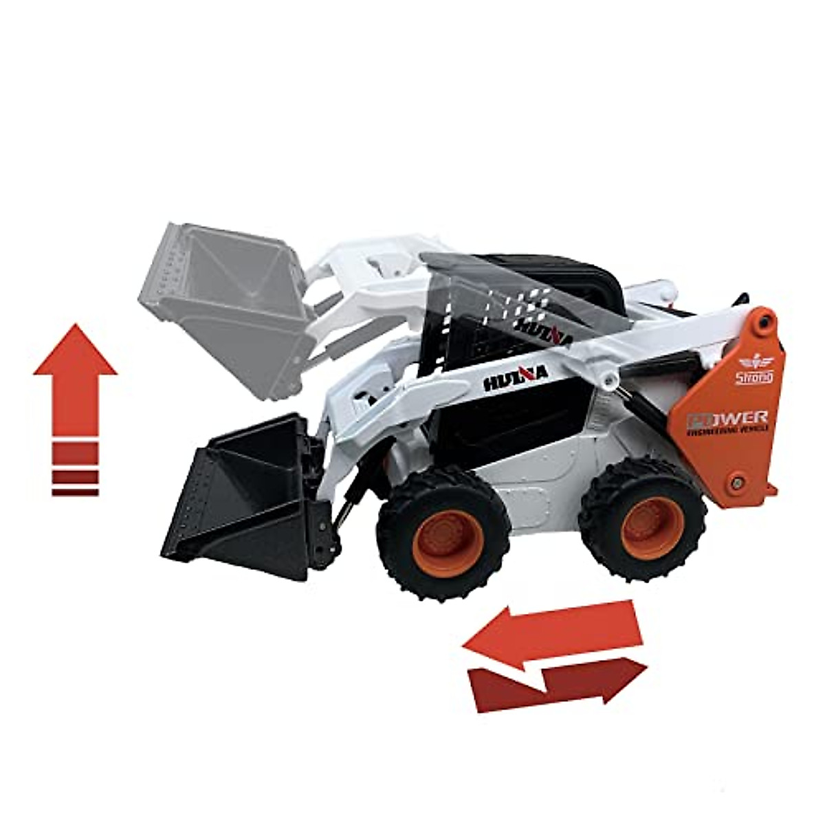 Gemini & Genius Construction Truck 3 in 1 Skid Steer Loader with Metal Forklift and Grab Shovel Construction Vehicle 1/50 Scale Alloy Wheeled Loader Toys for Kids (Wheel/White)