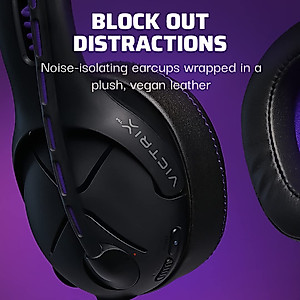 Victrix Gambit Black Wireless and Wired Gaming Headset with Mic - Playstation PS4, PS5 - Esports-Ready Pro Audio, Noise Cancelling Microphone, Ultra-Comfort Over The Ear Headphones
