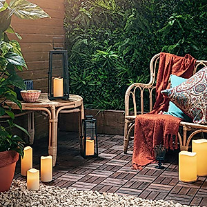 Lights4fun, Inc. Black Metal Solar Powered LED Fully Weatherproof Outdoor Garden & Patio Flameless Candle Lantern