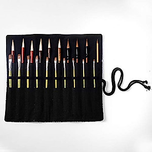 Cabilock Roll Up Paint Brush Holder 20 Slot Pockets Artist Canvas Roll Pouch Bag Makeup Brushes Case Organizer Rollup Protection (Style 7)
