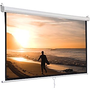 SUPER DEAL 120'' Projector Screen Projection Screen Manual Pull Down HD Screen 1:1 Format for Home Cinema Theater Presentation Education Outdoor Indoor Public Display