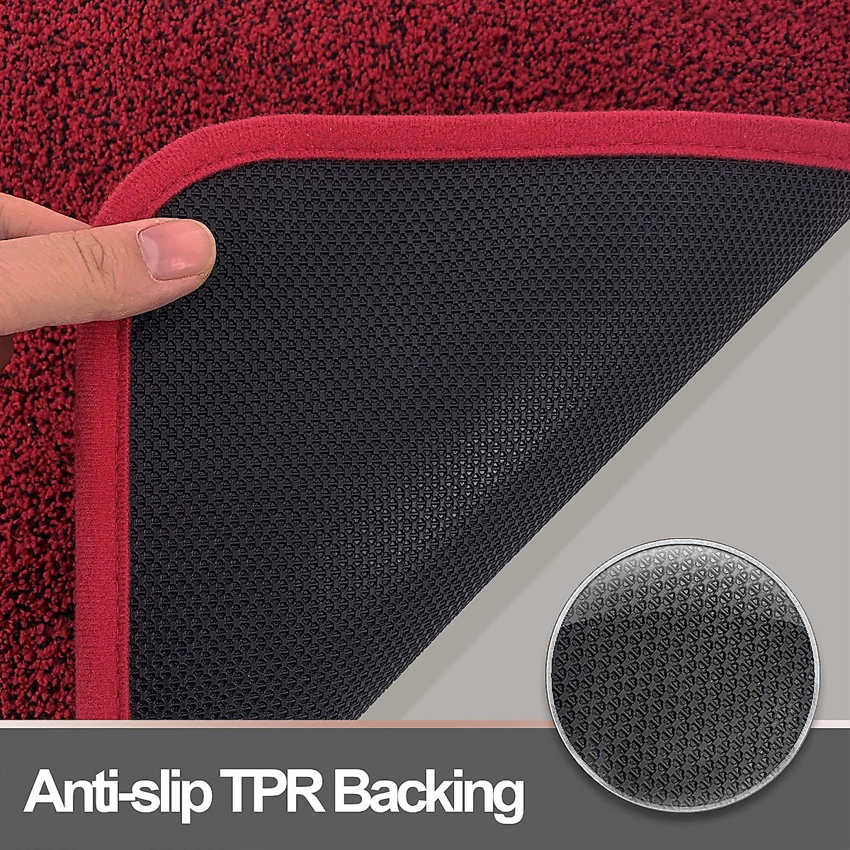 ITSOFT 2pc Non-Slip Kitchen Dirt Trapper Rug Runner Set, Absorbent Shoe Scraper, Machine Washable (59" x 17.5" + 29.5" x 17.5") (Red & Black)