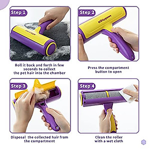 Mollypaws Pet Hair Remover for Furniture, Reusable Dog Cat Fur Removal Brush for Couch, Bedding, Non-Slip Handle Grip for Comfort Removal Experience, Upgrade Removing Tool for Cleaning