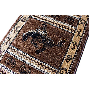 Western Area Rug Design 370 Lodge Brown (2 Feet 4 Inch X 10 Feet 9 Inch) Runner