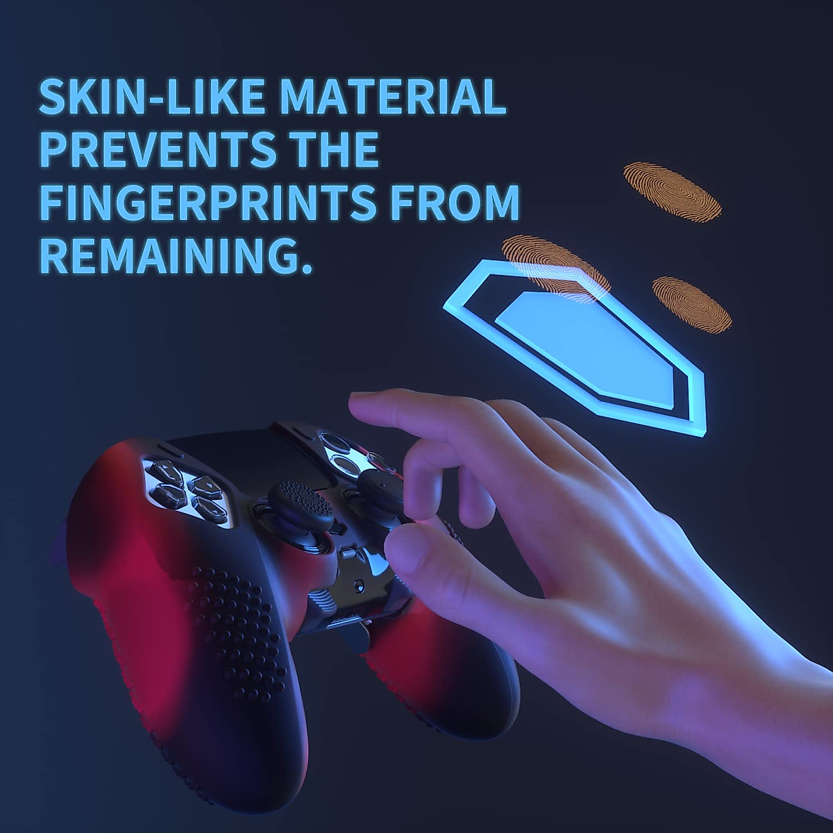 PlayVital 3D Studded Edition Anti-Slip Silicone Cover Case for ps5 Edge Controller, Soft Rubber Protector Skin for ps5 Edge Wireless Controller with 6 Thumb Grip Caps - Red & Black