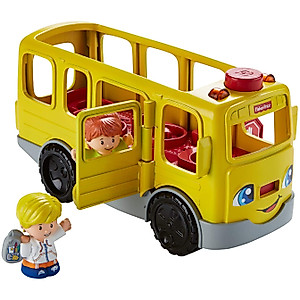 Fisher-Price Little People Musical Toddler Toy Sit with Me School Bus with Lights Sounds & 2 Figures for Pretend Play Kids Ages 1+ Years