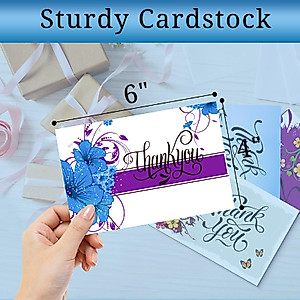 32 Thank You Cards with Envelopes Matching Stickers and Storage Box, 4 x 6 Inch Blank Thank You Greeting Cards Thank You Note for Graduation, Baby Shower, Wedding, Business, Mom, Father, Doctor, Teachers