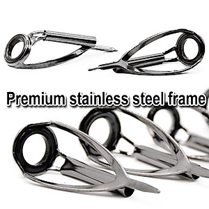 9KM DWLIFE Fishing Rod Tip Guide Repair Kit Pole Replacement Stainless Steel Ceramic Ring Saltwater Freshwater Mixed Size in a Box(40pcs)