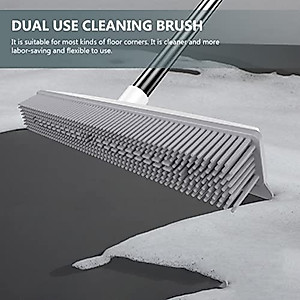 UPKOCH Floor Scrubber Brush Silicone Carpet Rake Hair Cleaning Broom Rubber Broom Carpet Rake Pet Hair Remover Broom Long Handle Scrubbing Brush Household Cleaning Tools White Grey