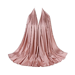 LEOMOSTE Women Satin Silky Pashmina Shawl Wrap Headscarf Turban Hijab Cap for Evening Dresses Bridal Party Special Occasion