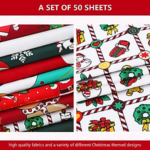 Tatuo 30 Pieces Christmas Cotton Fabric Square 10 x 10 Inch Printed Precut Floral Fabric Bundle Patchwork Fabric Scrap Christmas Material for Christmas DIY Craft Sewing Quilting