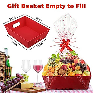 5 Pack Baskets for Gifts Empty to Fill, Valentine Day [Large Size] Gift Basket Kit Craftsmanship & Thickened Kraft Wine Gift Basket Bulk for Wedding, Display, Birthday, Picnics, Camping, Christmas