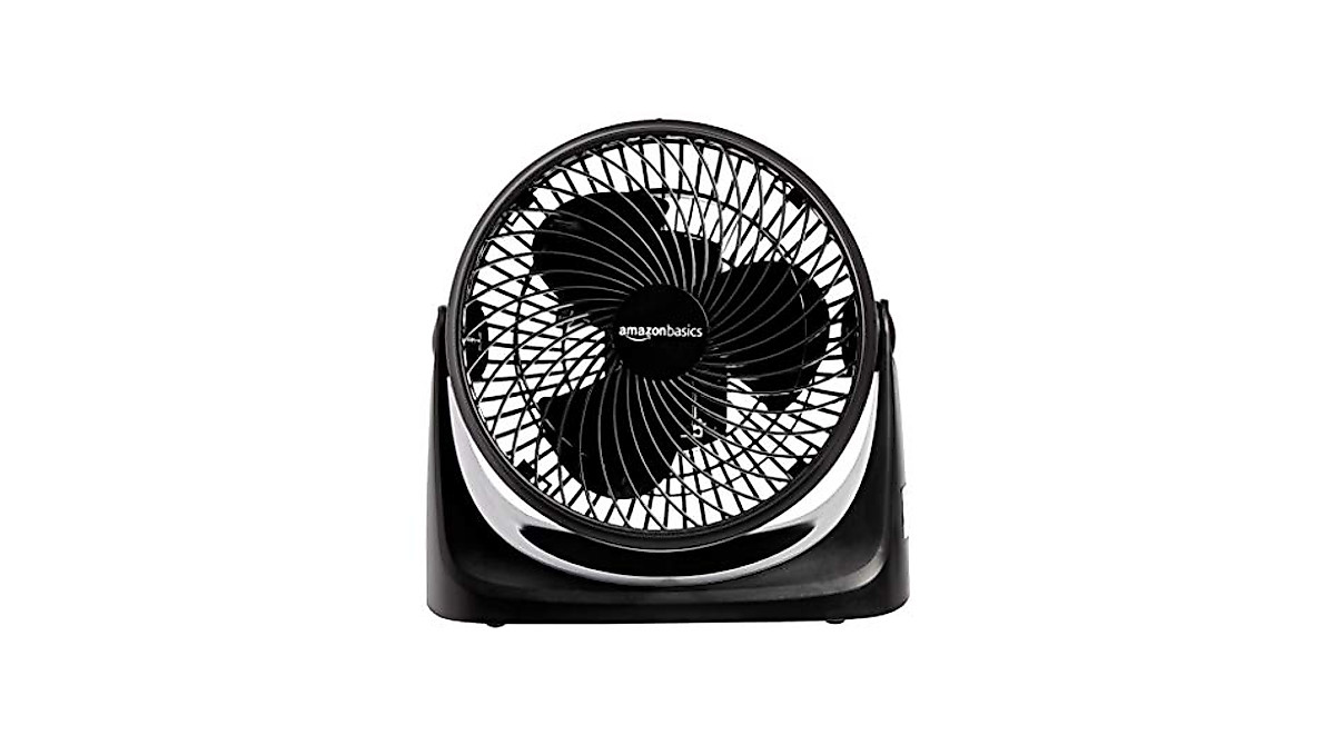 Amazon Basics Small Room Fan with 3 Speeds & 90° Tilt – Compact & Quiet