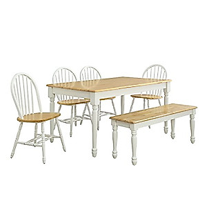 Better Homes and Gardens Autumn Lane Farmhouse Dining Table, White and Natural by Better Homes & Gardens