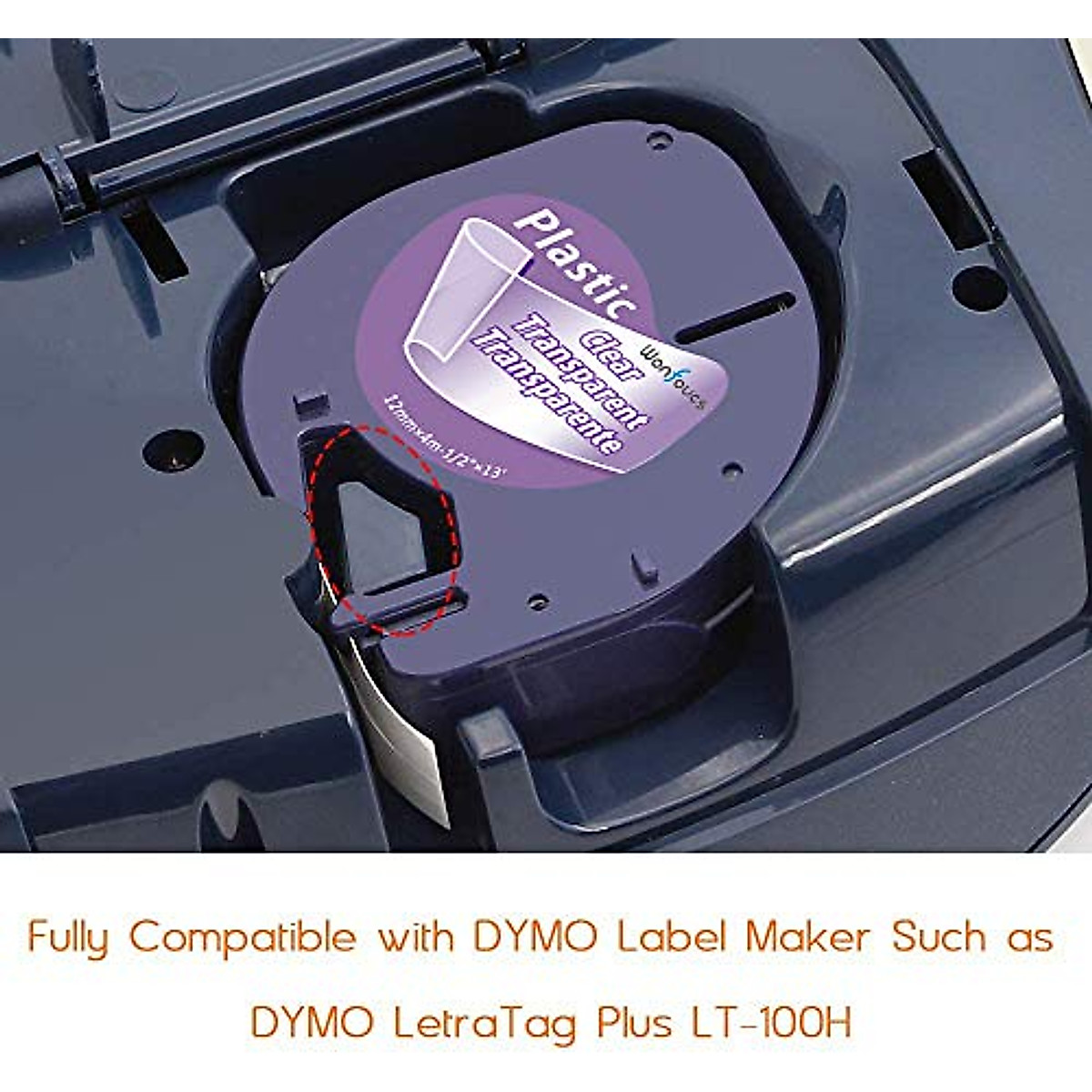 Label Maker Clear Tape Replacement for DYMO Label Maker Refills Clear Transparent Plastic Labeling Tape, 12mm x 4m- 1/2'' x 13', Work with Dymo Letratag Label Maker LT-100T LT-100H QX50, 4-Pack