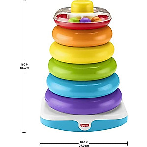 Fisher-Price Giant Rock-a-Stack Baby Toy, 14+ Inches Tall, Multi-Color Ring Stacking Toy for Infants and Toddlers