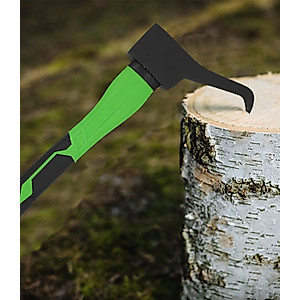 WICING Hookaroon, Pickaroon Logging Tool Forged Steel, with Anti-Slip & Shock Reduction Grip, for Log Lifting and Moving Wood Firewood Tool