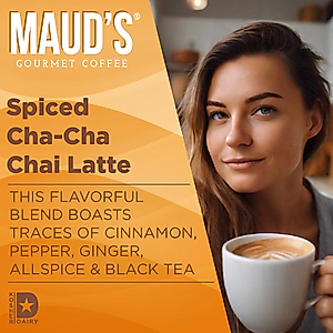 Maud's Spiced Chai Tea Latte, 18ct. Solar Energy Produced Recyclable Single Serve Tea Pods - 100% California Tea Leaves, KCup Compatible