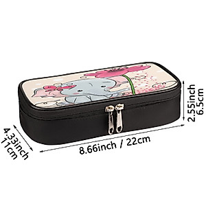 Elephant Pink Flower Pencil Case, Big Capacity Pencil Pouch Multifunctional Makeup Organizer Bag for Adults Students Kids