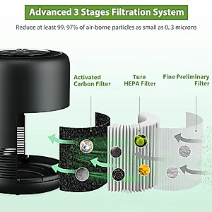 Smilyan BS-01 True HEPA Replacement Filter Compatible with Slevoo BS-01 Air Purifier, 3-in-1 BS01 Air Filter Replacement,2 PACK (NOT fit for BS-03)