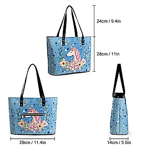 Womens Handbag Unicorn Leather Tote Bag Top Handle Satchel Bags For Lady